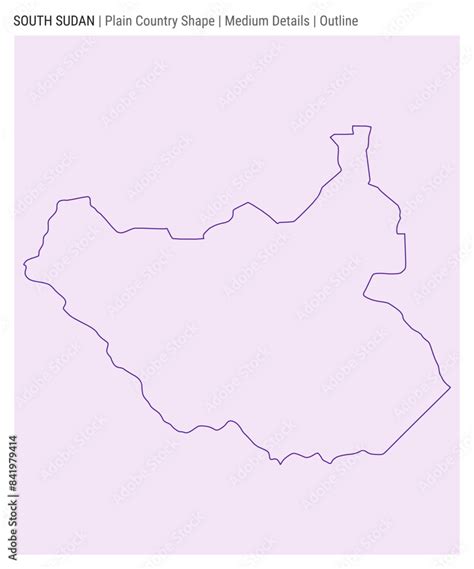 South Sudan Plain Country Map Medium Details Outline Style Shape Of South Sudan Vector