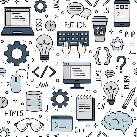 Vector Seamless Pattern With Programming And Developers 3145559 Vector