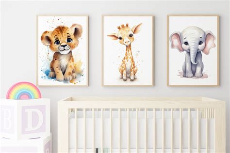 Safari Nursery Print Set Nursery Wall Decorsafari Nursery Artsafari