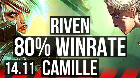 RIVEN Vs CAMILLE TOP 80 Winrate 9 0 4 Legendary NA Diamond
