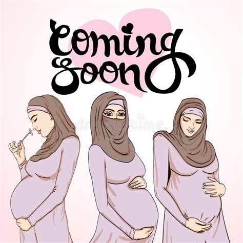 Arabic Muslim Pregnant Woman In Hijab Prepared For Maternity Stock