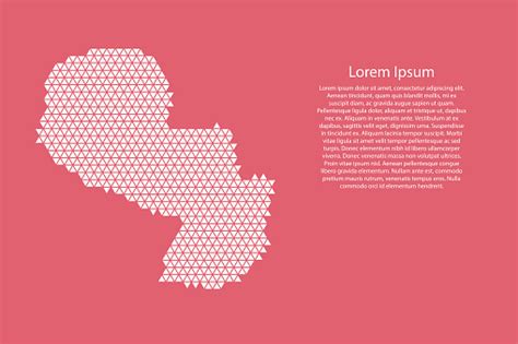 파라과이 지도 배너 포스터 인사말 카드에 대 한 노드와 핑크 산호 색상 배경에 기하학적 패턴을 반복 흰색 삼각형에서 추상적 인 회로도 벡터 일러스트입니다 3차원 형태에 대한