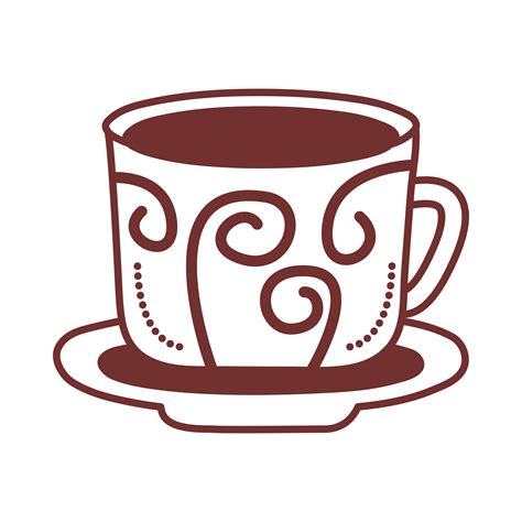 Dish And Ceramic Cup With Strokes Line Style Icon 2651250 Vector Art At