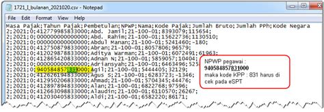Kode Kpp Tidak Valid Saat Impor Csv Ke Espt