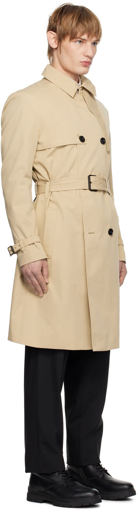 Hugo Beige Double Breasted Trench Coat Hugo Boss