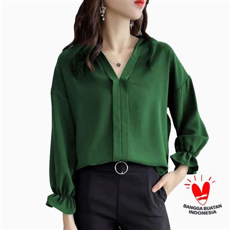 Promo Okechuku Ningning Blus Lengan Panjang Gaya Korea Big Size Fit 3l