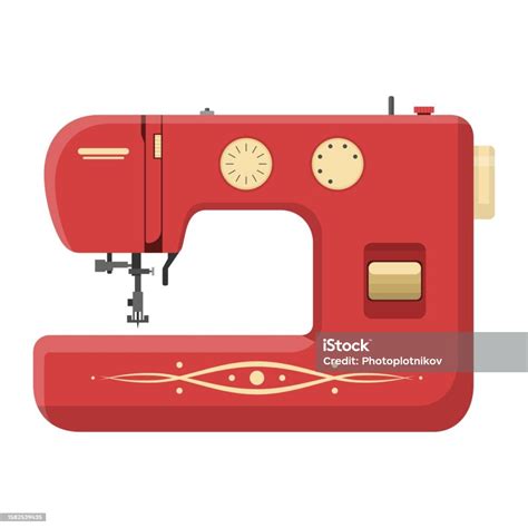 하얀 배경에 분리된 재봉틀 아이콘을 바느질하는 현대 기계입니다 직물을 꿰매고 의복을 만드는 기계 장치 양장점의 장비 벡터 그림 가정용 장비에 대한 스톡 벡터 아트 및 기타
