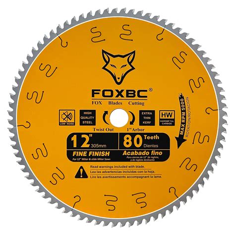 Foxbc 12 Inch Miter Saw Blade 80 Tooth Fine Finish Wood
