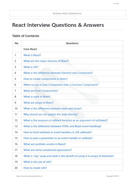 Essential React Interview Qanda Guide Pdf Systems Architecture Web