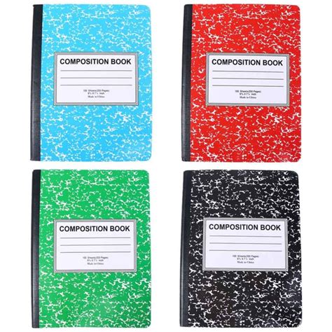 Sootop Wide Ruled Composition Notebook Assorted Colors Sewn Binding 100 Sheets 8 X10