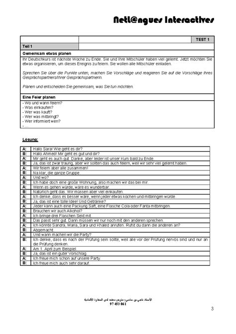 Teil Themen B1 Sprechen Pdf 6 7 O 061 453 97 TEST 1 Teil 1