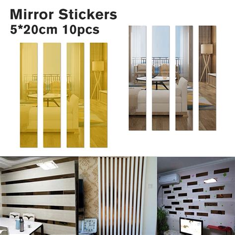 10PCS Acrylic Mirror Self Adhesive Wall Stickers 3D Mirror Art DIY Wall
