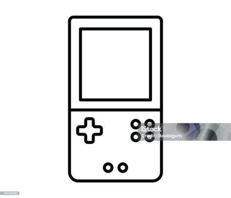 Portable Handheld Retro Gaming Console Outline Icon Object Isolated On White Background Stock