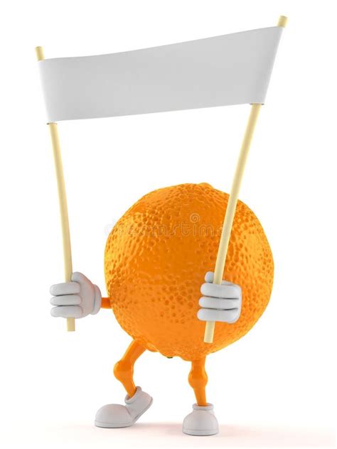 Orange Character Holding Blank Banner Stock Illustration Illustration