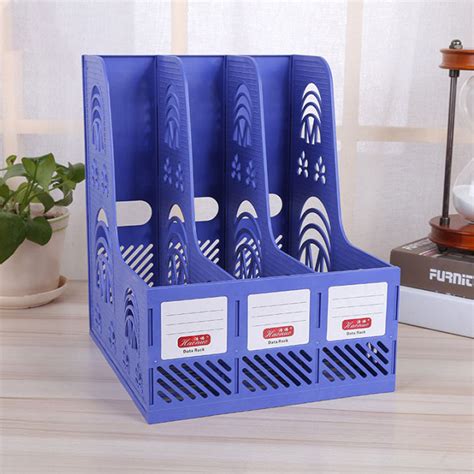 Sky Shop ชั้นวางเอกสาร 3ช่อง ชั้นวางหนังสือ พลาสติกง่ายและสะดวก ตะกร้าใส่เอกสารเดสก์ทอป กล่องใส่