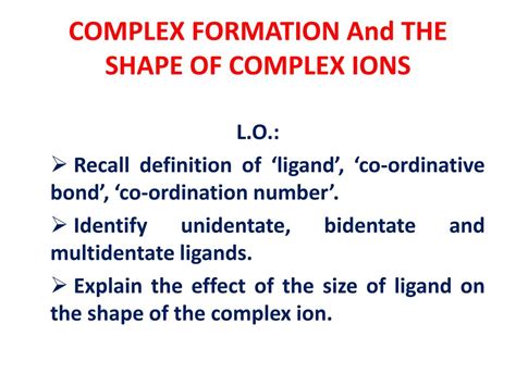 Ppt Complex Formation And The Shape Of Complex Ions Powerpoint Presentation Id 5413865
