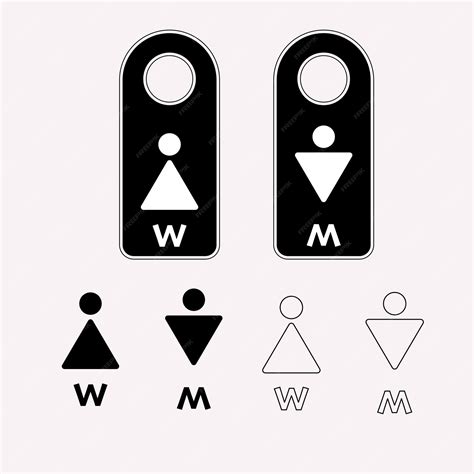 화장실 벡터 아이콘 세트 남성 또는 여성 화장실 Wc 프리미엄 벡터
