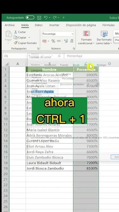 formato porcentaje en excel superexcel shorts youtube