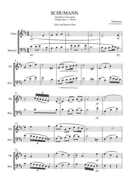 OBOE BASSOON DUET Schumann Arr Ellen Macpherson Sheet Music Schumann Instrumental Duet