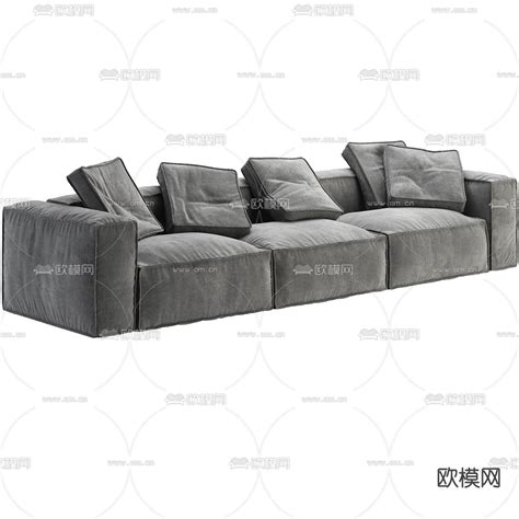 现代灰色软体多人沙发3d模型下载id120643733dmax免费模型 欧模网