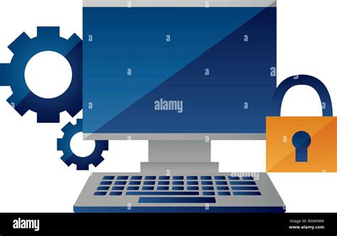 Monitor Keyboard Setting Security Stock Vector Image Art Alamy