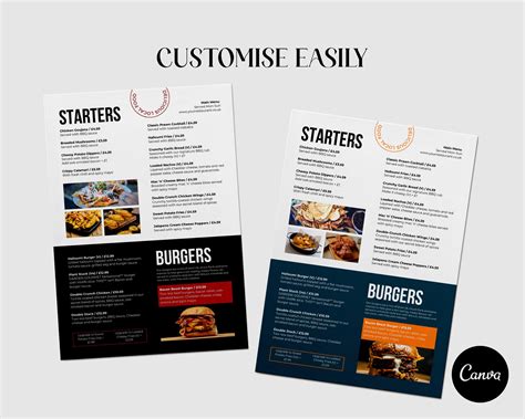 Gastropub Menu Template A4 Double Sided Canva Design Etsy