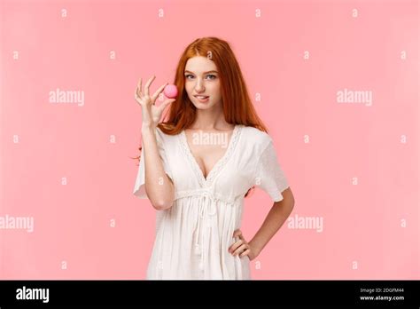 Sassy And Seductive Alluring Redhead Girl Cant Resist Temptation Want Eat Delicious Dessert