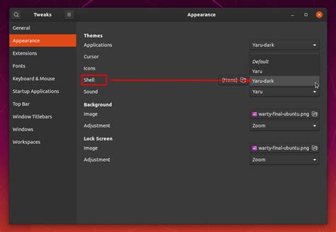 how to get dark gnome shell menus and dialogs on ubuntu 19 10 with yaru