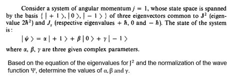 Solved Consider A System Of Angular Momentum J 1 Whose