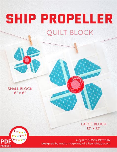 Pattern Nautical Ship Propeller Quilt Block By Ellis And Higgs Digital
