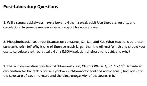 Solved Data Data Table 1 Using The Ph Meter Concentration