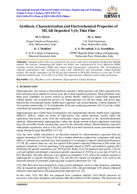 Pdf Synthesis Characterization And Electrochemical Properties Of