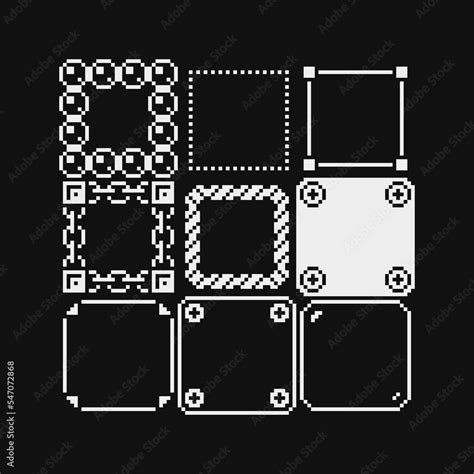 Frames Set Pixel Art Style Element Design For Mobile App And Web Banner Object For Your
