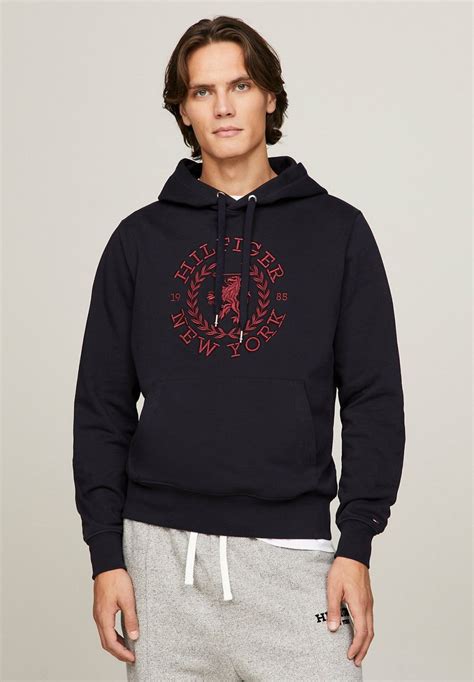 Tommy Hilfiger Crest Logo Felpa Con Cappuccio Desert Sky Nero