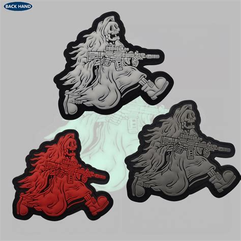 전술 악마 사신 Pvc 패치 어둠 속에서 빛나는 고무 반사 군사 배지 Aliexpress