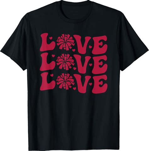 Cheerleader Valentines Day Retro Trendy Cheer And Love T Shirt