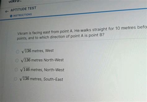 Aptitude Test Instructions Vikram Is Facing Studyx