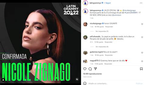 Nicole Zignago Cantar En Los Latin Grammy Y Compartir Escenario Con Rosal A Carlos Vives Y