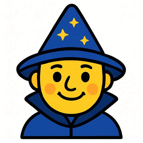 Cheerful Emoji Wizard Character Cartoon Sticker Playground
