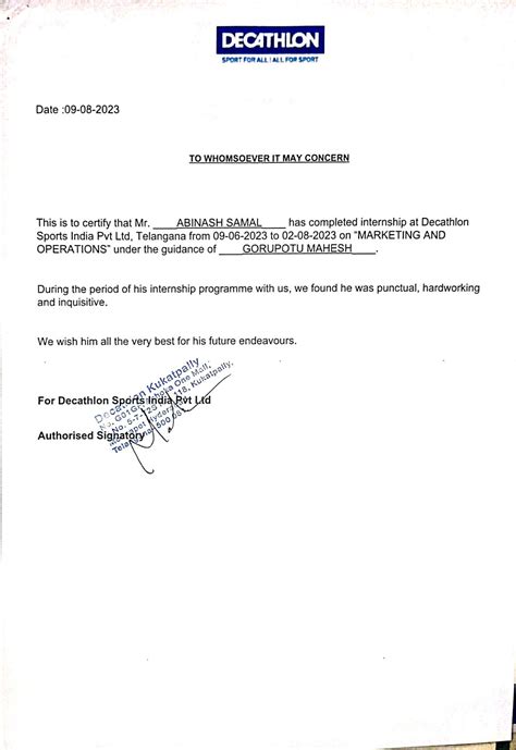 Abinash Samal On Linkedin Decathlon Internshipexperience