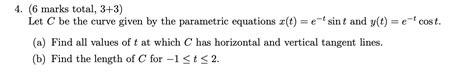 solved let c ﻿be the curve given by the parametric equations