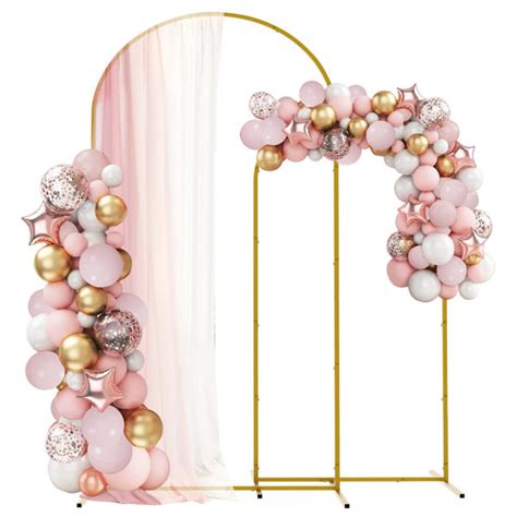 Deodar Wedding Arch Backdrop Stands Pack Of 2 Gold Metal Balloon