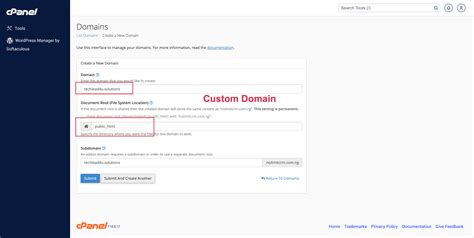 custom domain documentation white lable settings