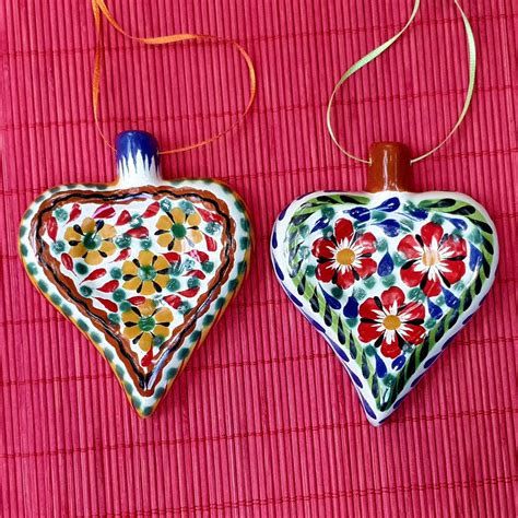 Mexican Christmas Ornament Heart Art Tree Decor Mayolica Gorky