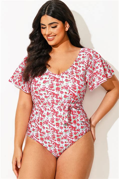 Floral Printed One Piece Swimsuit With Sleeves Meetcurve Meetcurve