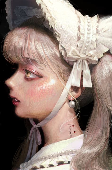 Safebooru 1girl Absurdres Bangs Black Background Blush Bonnet