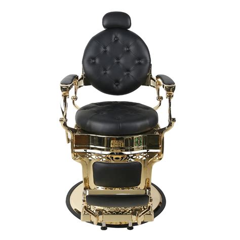 Antique Heavy Duty Luxury Black And Gold Barber Chair 24k Maple Supply