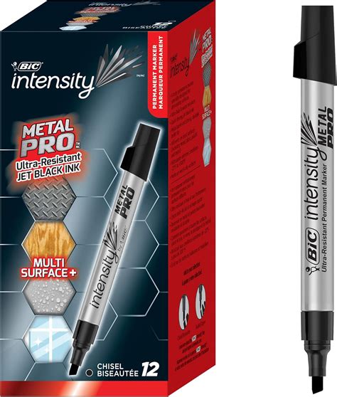 Bic Intensity Permanent Metal Pro Marker Pack Of 12 Markers Chisel
