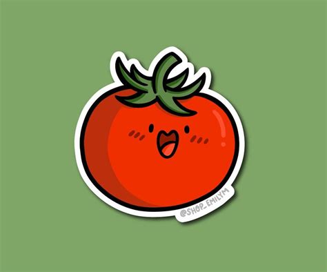 Tomato Sticker Weatherproof Vinyl Sticker Kawaii Sticker Happy