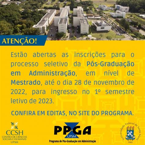 Abertura Do Edital De Seleção 20222 De Mestrado Em Administração Para